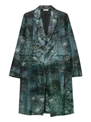 PIERRE-LOUIS MASCIA Floral Print Single-breasted Coat - Blue