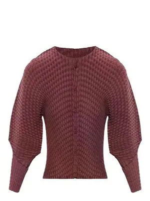 Issey Miyake Pleated Puff-sleeve Cardigan - Red