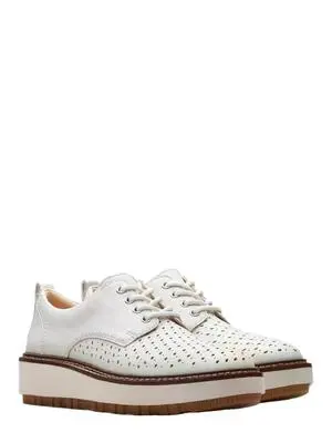 Clarks Perforated Leather Derby Shoes - Neutrals