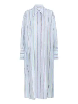 CAYET Nora Linen Shirt Maxi Dress - Blue