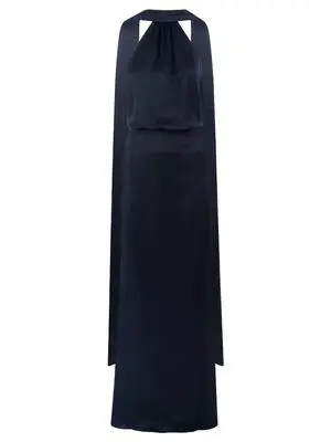 CAYET Lama Halterneck Draped-panel Maxi Dress - Blue