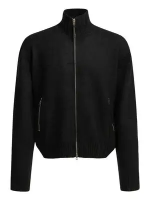 TOM FORD Leather-patch Zip-up Cardigan - Black