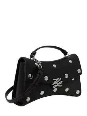 Karl Lagerfeld Stud-embellished Logo Crossbody Bag - Black