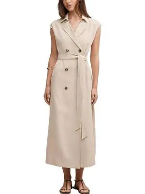 EVER NEW Sleeveless Trench Midi Dress - Neutral Stone