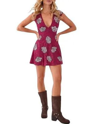 Nasty Gal Plunge Skater Mini Dress - Wine