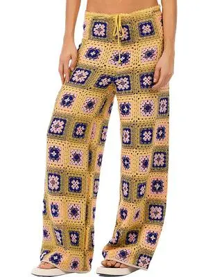 Agua Bendita Roots Alina Crochet Wide Leg Pants - Multicolor