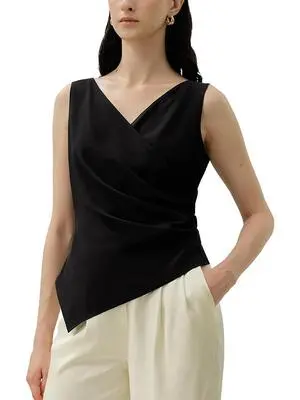 Lilysilk Elise V-neck Silk Crepe Top - Black