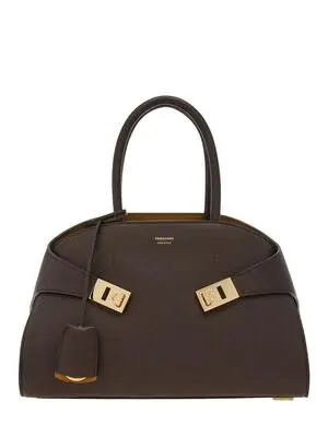 FERRAGAMO Hug Small Leather Tote Bag - Brown