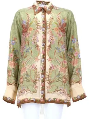 Zimmermann Indra Relaxed-fit Silk Shirt - Green