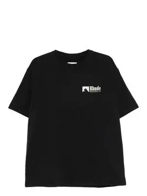 Rhude Logo Chest Crew Neck T-shirt In 100% Cotton - Nero