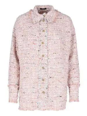 Balmain Textured Button-up Shirt With Fringe Detail - Multicolor