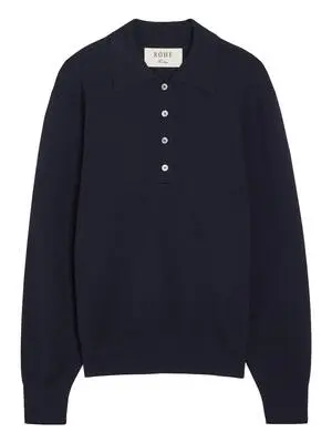 RÓHE Merino Wool Polo Jumper - Navy