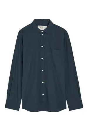 RÓHE Cotton Shirt With Patch Pocket - Navy