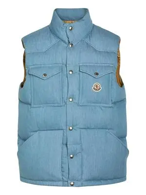 Moncler Padded High-neck Denim Gilet - Light Blue