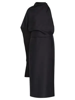 RÓHE Draped Woven Midi Dress - Black