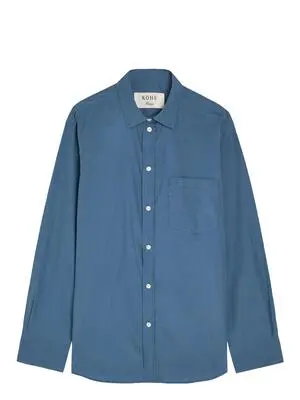 RÓHE Cotton Shirt With Chest Pocket - Blue
