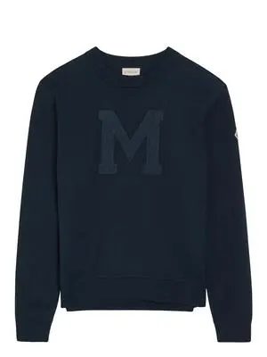 Moncler Logo Embroidered Cotton-blend Jumper - Blue