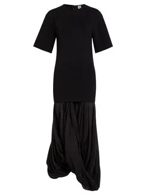 TOTEME Layered Cocoon-skirt Knit Midi Dress - Black