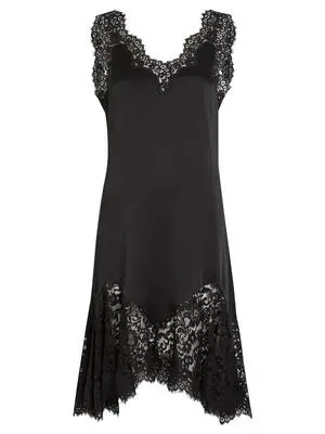 Stella McCartney Lace-trimmed Satin Mini Dress - Black