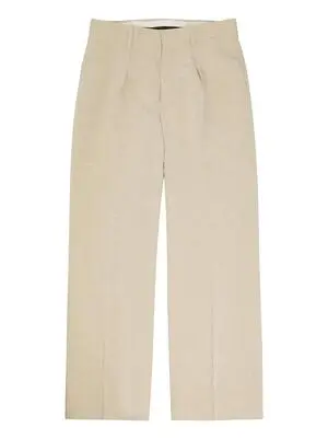 JW Anderson Pleated Wide-leg Linen-blend Trousers - Natural