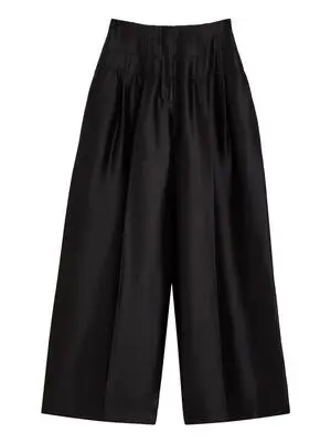 HEIRLOME Condesa Pleated Wide-leg Silk Trousers - Black
