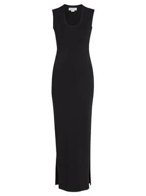 Stella McCartney Close-knit Maxi Dress With Side Slits - Black