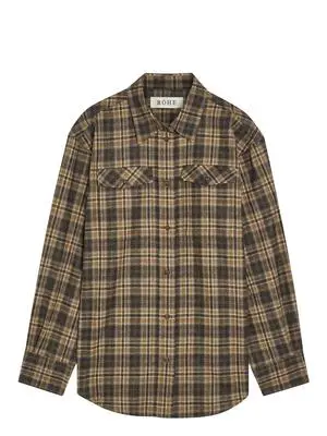 RÓHE Rohé Checked Wool-blend Overshirt - Brown