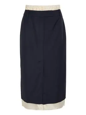 RÓHE Layered Wool Midi Skirt - Navy