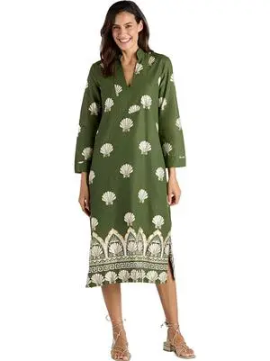 Jude Connally Lyra Cotton Voile Printed Midi Dress - Gilded Shell Loden