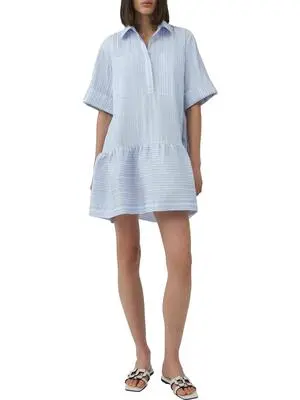 Simkhai Cris Stripe Shirt Dress - Blue