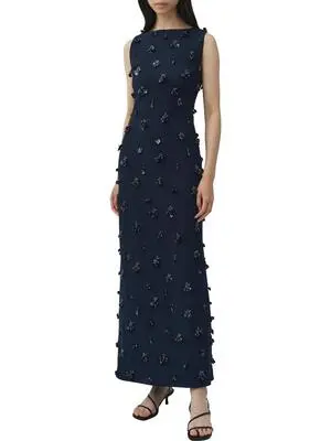 Simkhai Claudia Embellished Crepe Column Midi Dress - Blue