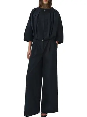 Simkhai Jess Pleated Faille Zip-up Jacket - Blue