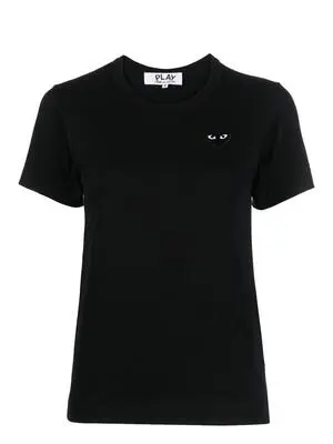 Play Comme Des Garcon Short-sleeved T-shirt With Heart Applique - Black
