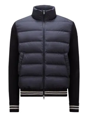 Moncler Logo Patch Padded Cardigan - Navy Blue