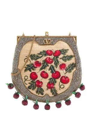 Valentino Garavani Embroidered Floral Handbag With Vlogo Detail - Natural/multicolor