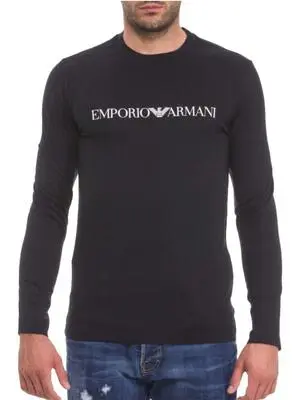 Emporio Armani Logo Printed Crewneck T-shirt - Black