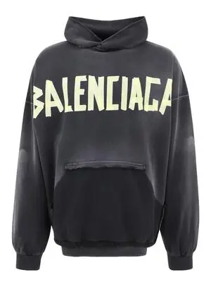 Balenciaga Tape Type Hoodie Oversized In Faded - Black