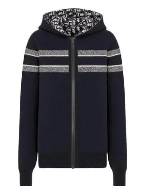 Dior Reversible Zipped Cardigan With Hood - Blue