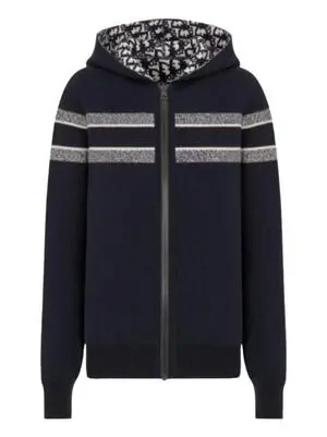 Dior Reversible Zipped Cardigan With Hood - Blue