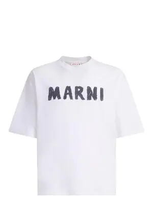 Marni Logo Printed Crewneck T-shirt - White