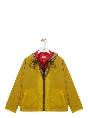 Loewe Long Sleeve Zip-up Hooded Jacket With Embroidered Logo - Yellow
