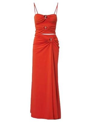 Christopher Esber Orbit Gathered Cutout Maxi Dress - Red