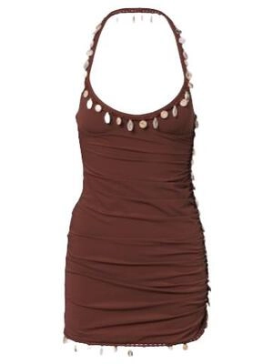 Christopher Esber Embellished Halterneck Mini Dress - Brown