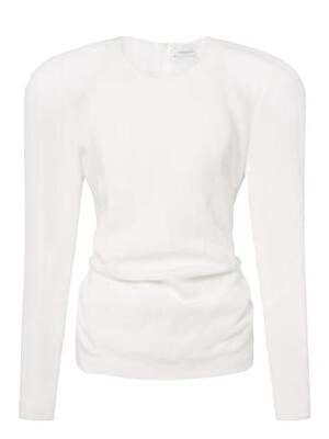 Magda Butrym Draped Top With Shoulder Pads - White