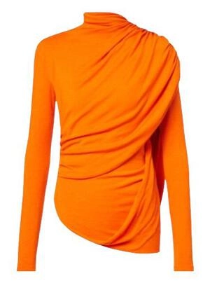 MUGLER Draped Wool-blend Top - Orange