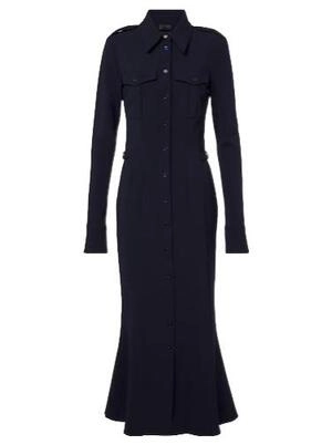 MUGLER Wool-blend Shirt Dress - Blue