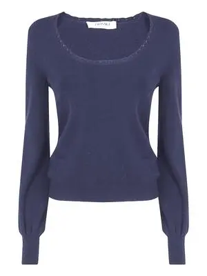TWINSET Crocheted Details Fitted Jumper - Blue