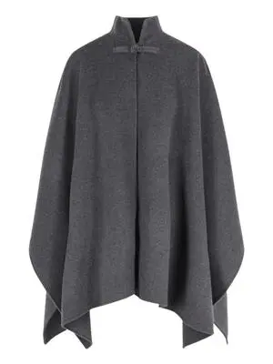 RÓHE Stand-collar Shawl With Chinese-style Knotted Closures - Dark Gray