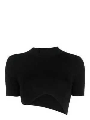CHRISTOPHER ESBER Christopher Esber Asymmetrical Cropped Rib Knit Top