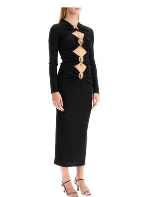 Christopher Esber Orbit Ruched Long Sleeve Dress - Black